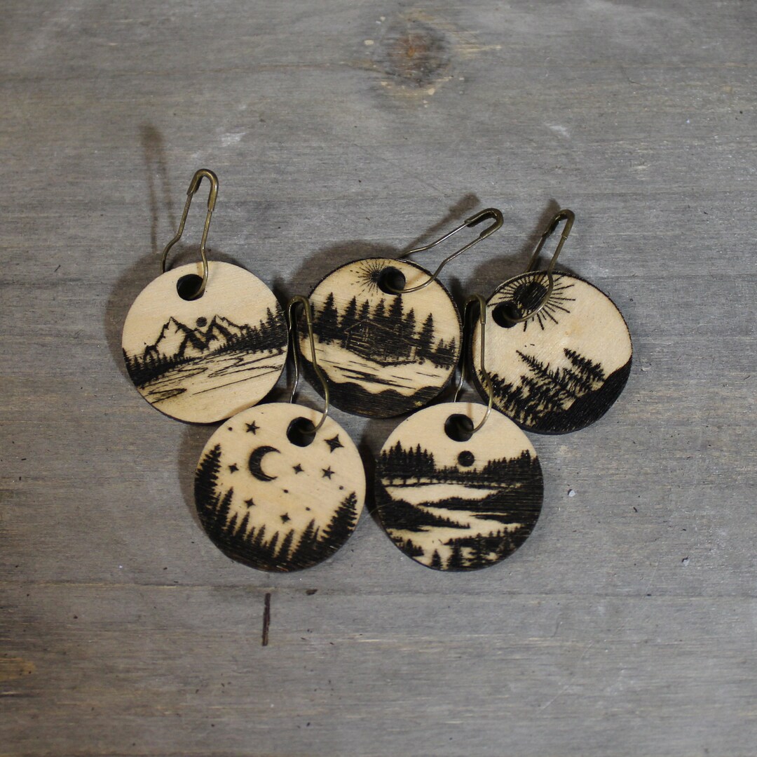 Wooden Stitch Marker - Forest Scenes - Etsy