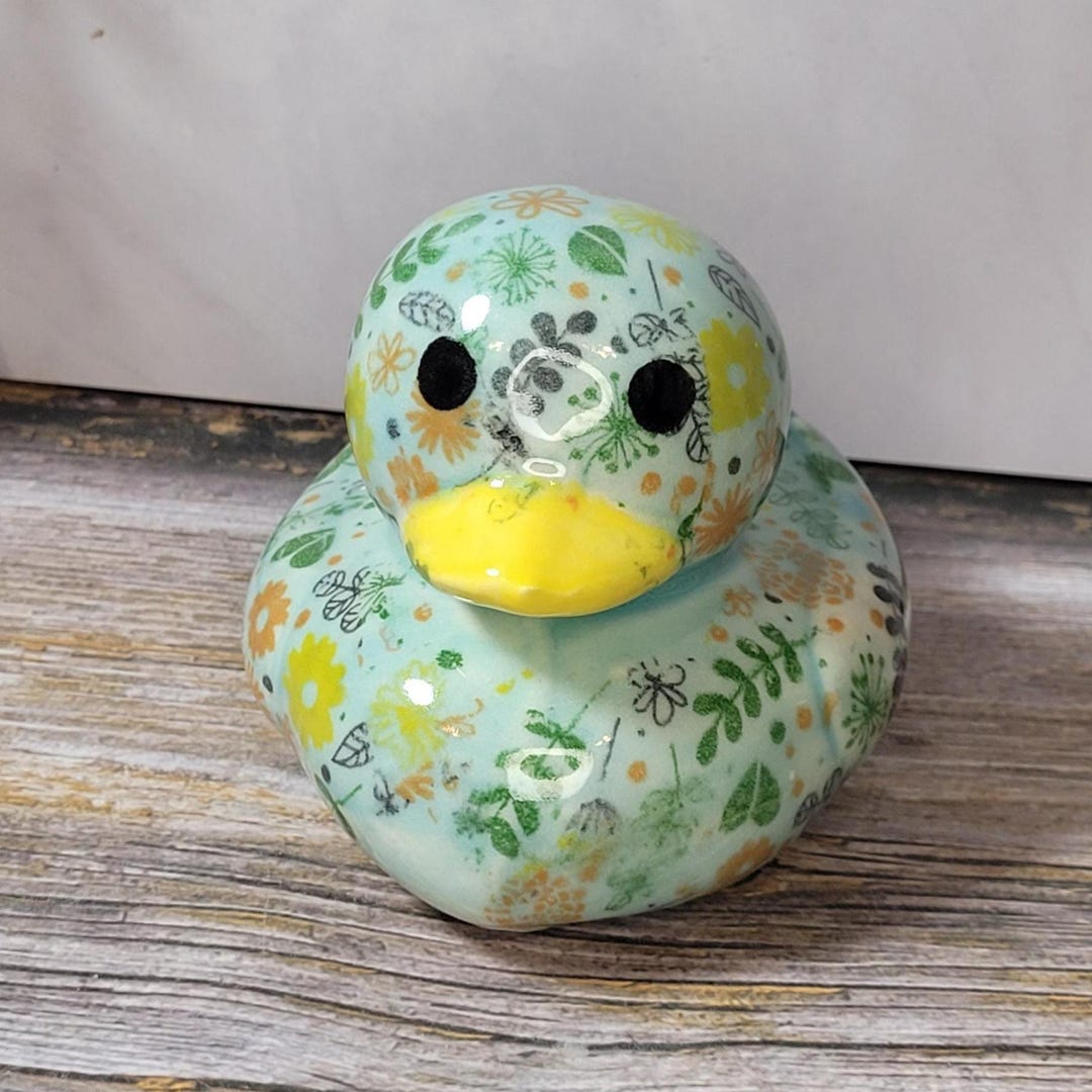 Handmade Ceramic Duck - Flower Pattern - Etsy