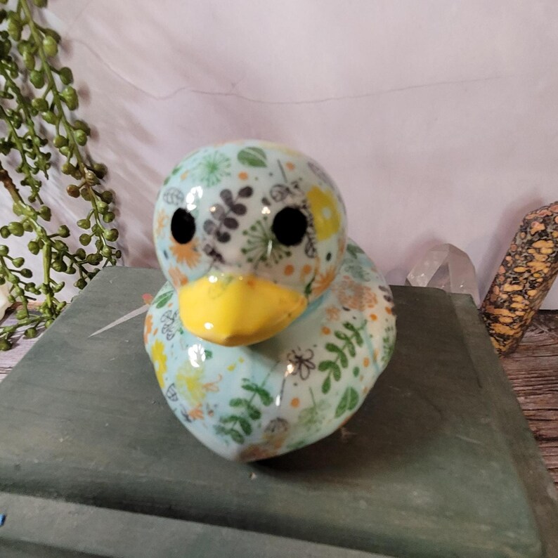 Handmade Ceramic Duck - Flower Pattern - Etsy