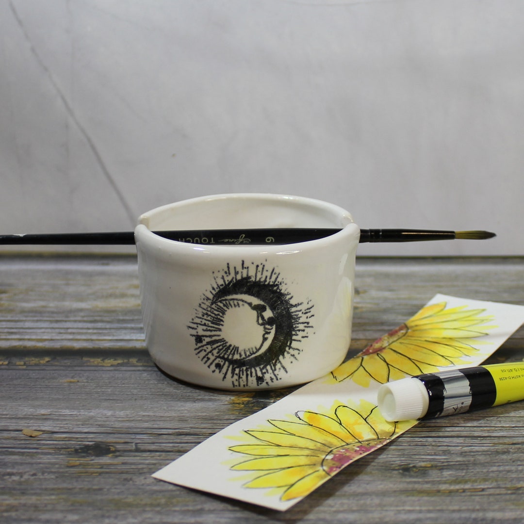 Paint Water Cup: Mystical Moon, Gift for Painters and Artists, Handmade ...