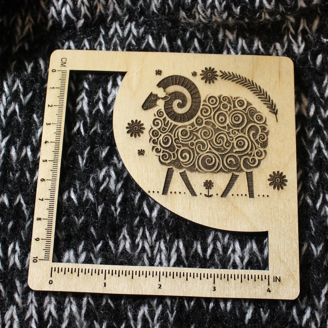 Folk Art Sheep Gauge Swatch Ruler in Inches and Centimeters, 4 Inch-10 ...