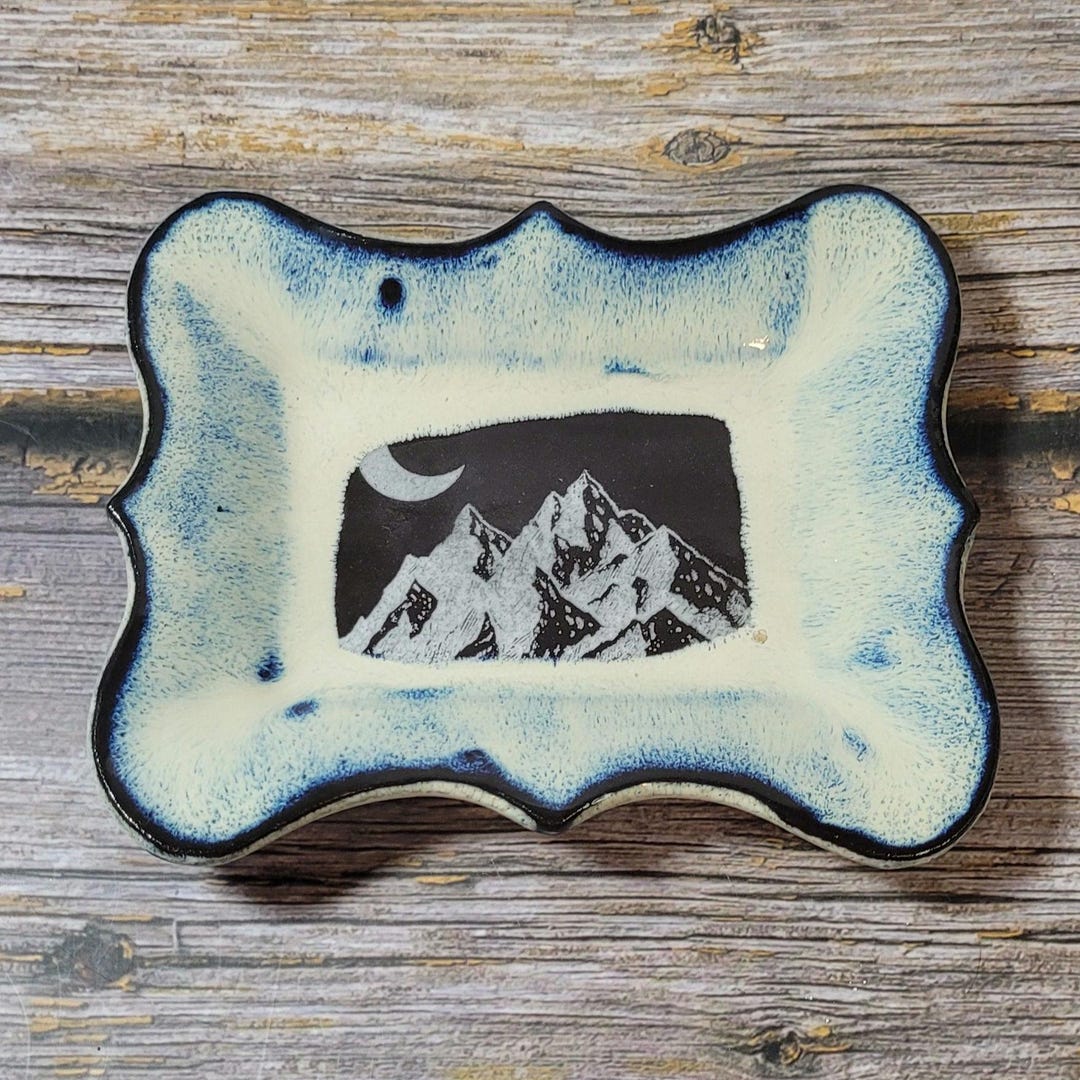 Handcrafted Mountain and Moon Ring Dish, Catchall, Trinket Dish - Etsy