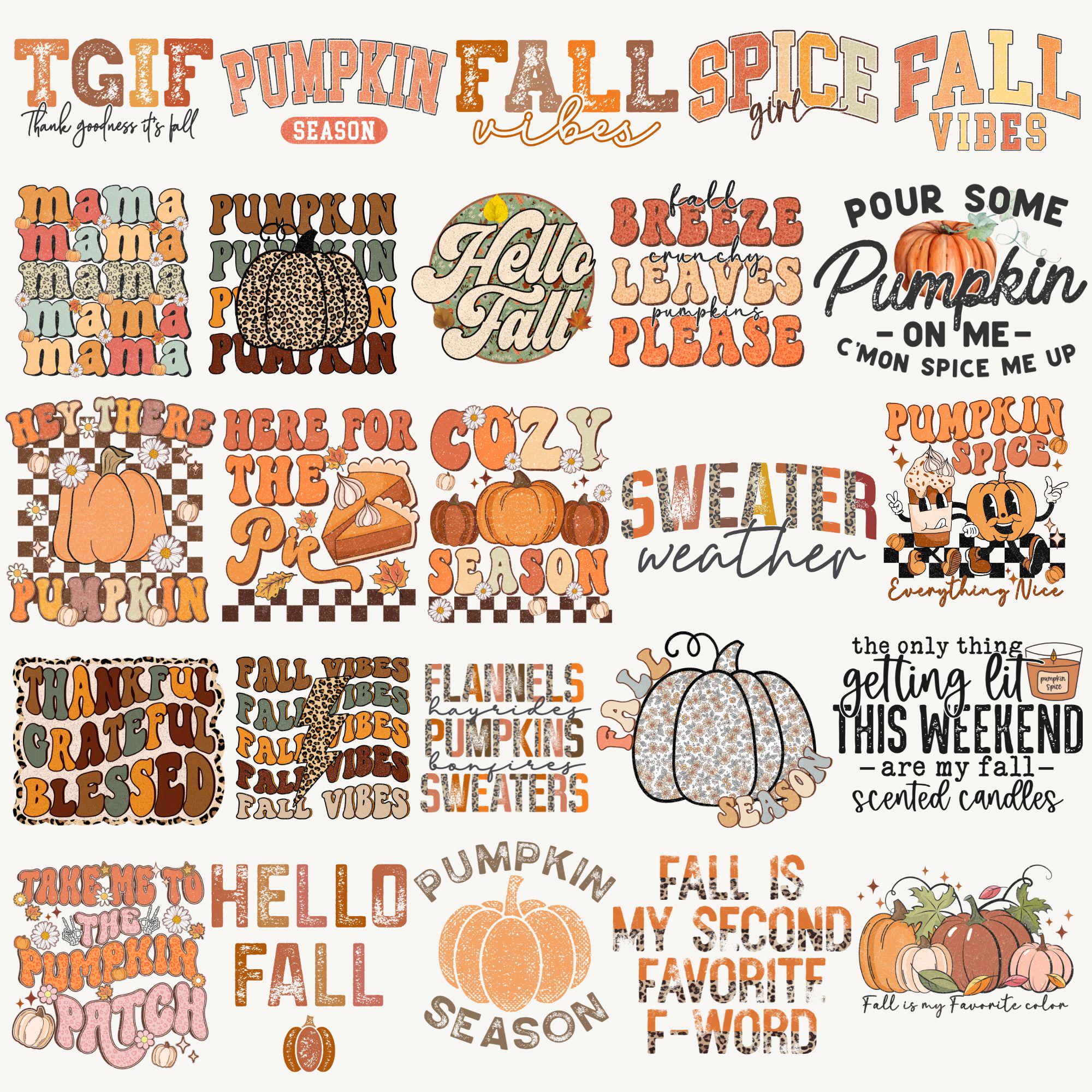 Fall Autumn PNG Bundle – Cozy Pumpkins, Leaves and Seasonal Clipart for ...