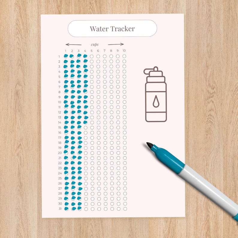 Water Tracker Printable | Hydration Tracker | Yearly Intake Log | ADHD ...