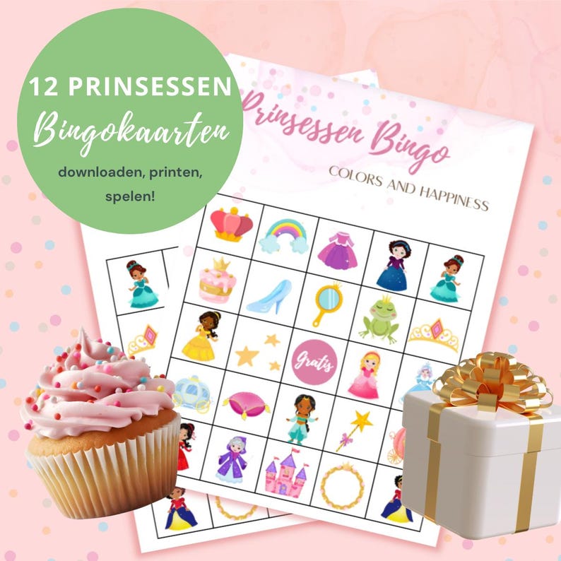Prinsessen Bingo Digitale Download 12 Unieke Bingokaarten ...