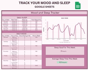 Digital Sleep & Mood Tracker | Google Sheets Template | Daily Sleep and ...