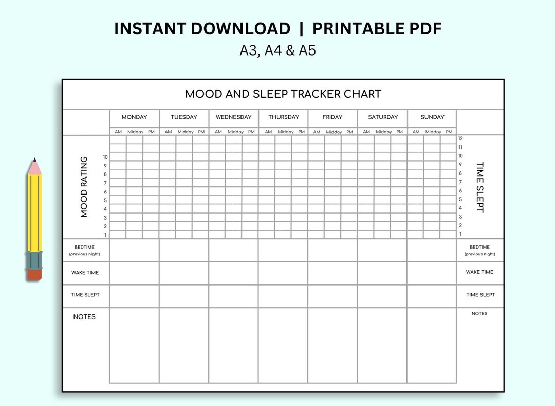 Printable Sleep & Mood Tracker | Printable PDF | Daily Sleep and Mood ...