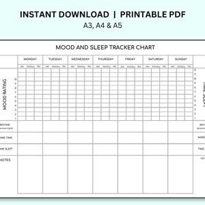 Printable Sleep & Mood Tracker | Printable PDF | Daily Sleep and Mood ...