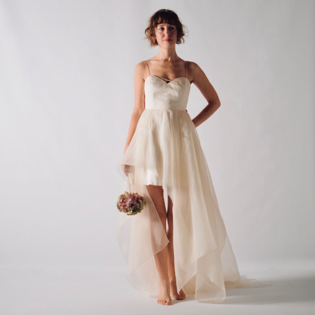 High-low Asymmetrical Wedding Dress, Short Wedding Dress, Silk Wedding ...