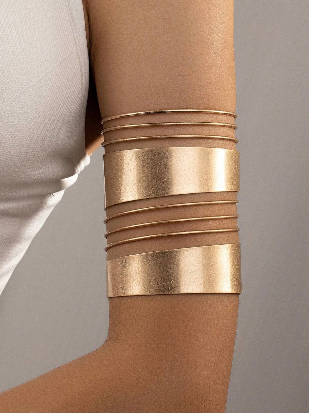 Greek Goddess Upper Arm Bracelet, Summer Beach Jewelry, Gold Upper Arm Cuff, Wide Arm Bracelet ...