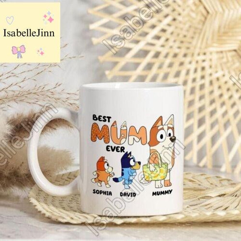 Bluey Best Mum Ever Mug, Ceramic Mug 11 Oz, Bluey Mother's Day Mug ...