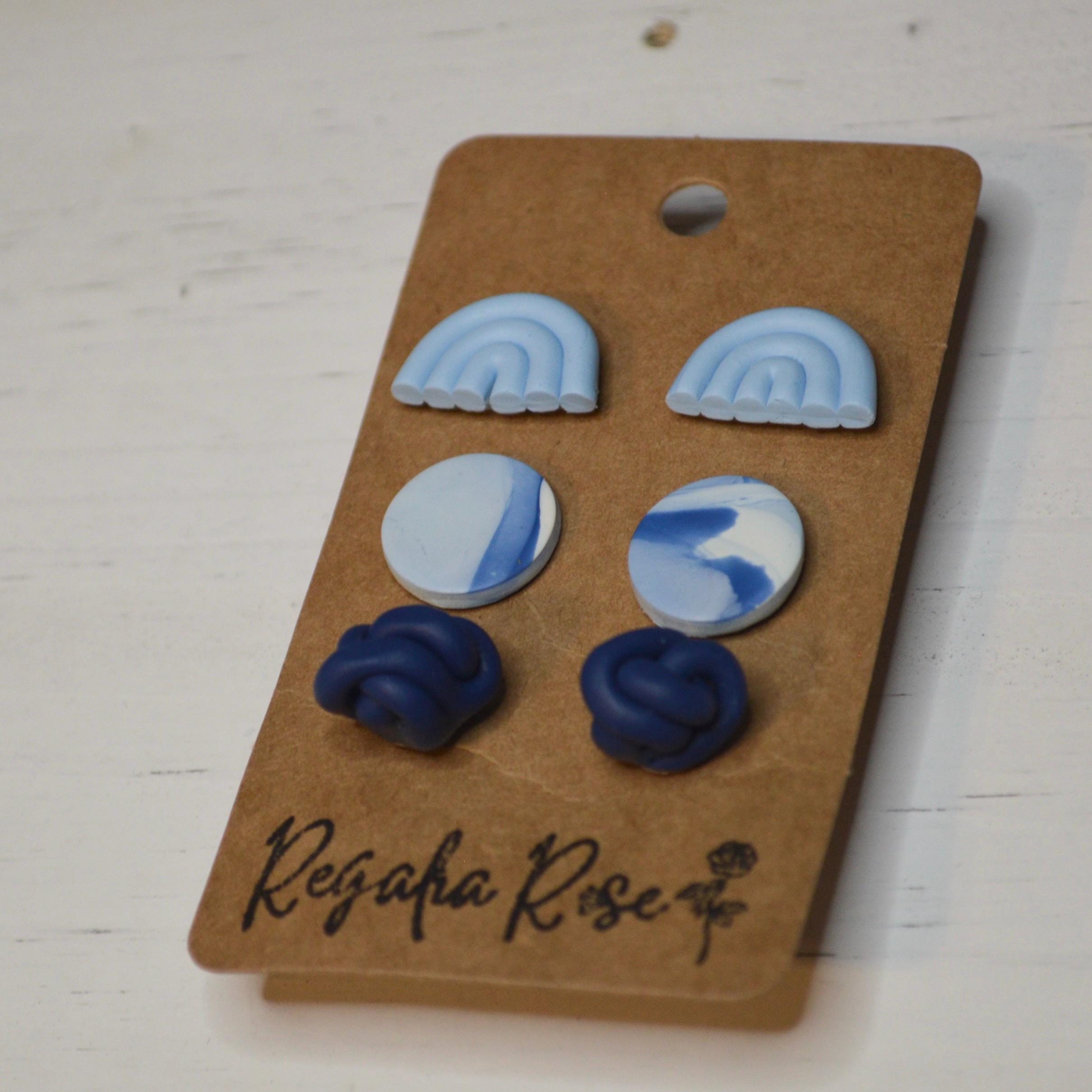 BLUE COLLECTION | Polymer Clay Earrings | Handmade | Statement Earring ...