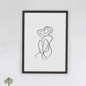 Woman Fine Line Art, Female Body Line Art, Woman Wall Art, Feminine ...