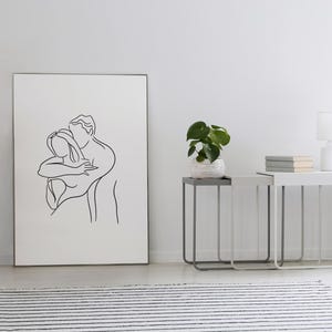 Couple Digital Art Print, Abstract Couple Fine Line Art, Abstract ...