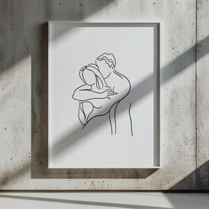 Couple Digital Art Print, Abstract Couple Fine Line Art, Abstract ...