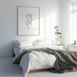 Woman Fine Line Art, Female Body Line Art, Woman Wall Art, Feminine ...