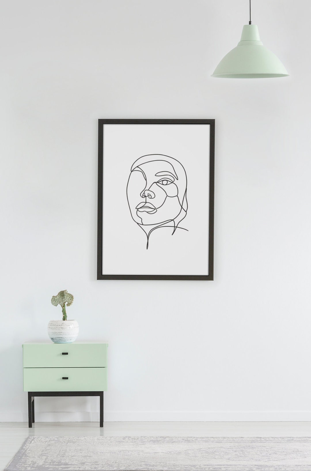 FRAGMENTED Face Contour Drawing Art, Woman One Single Line, Black and ...