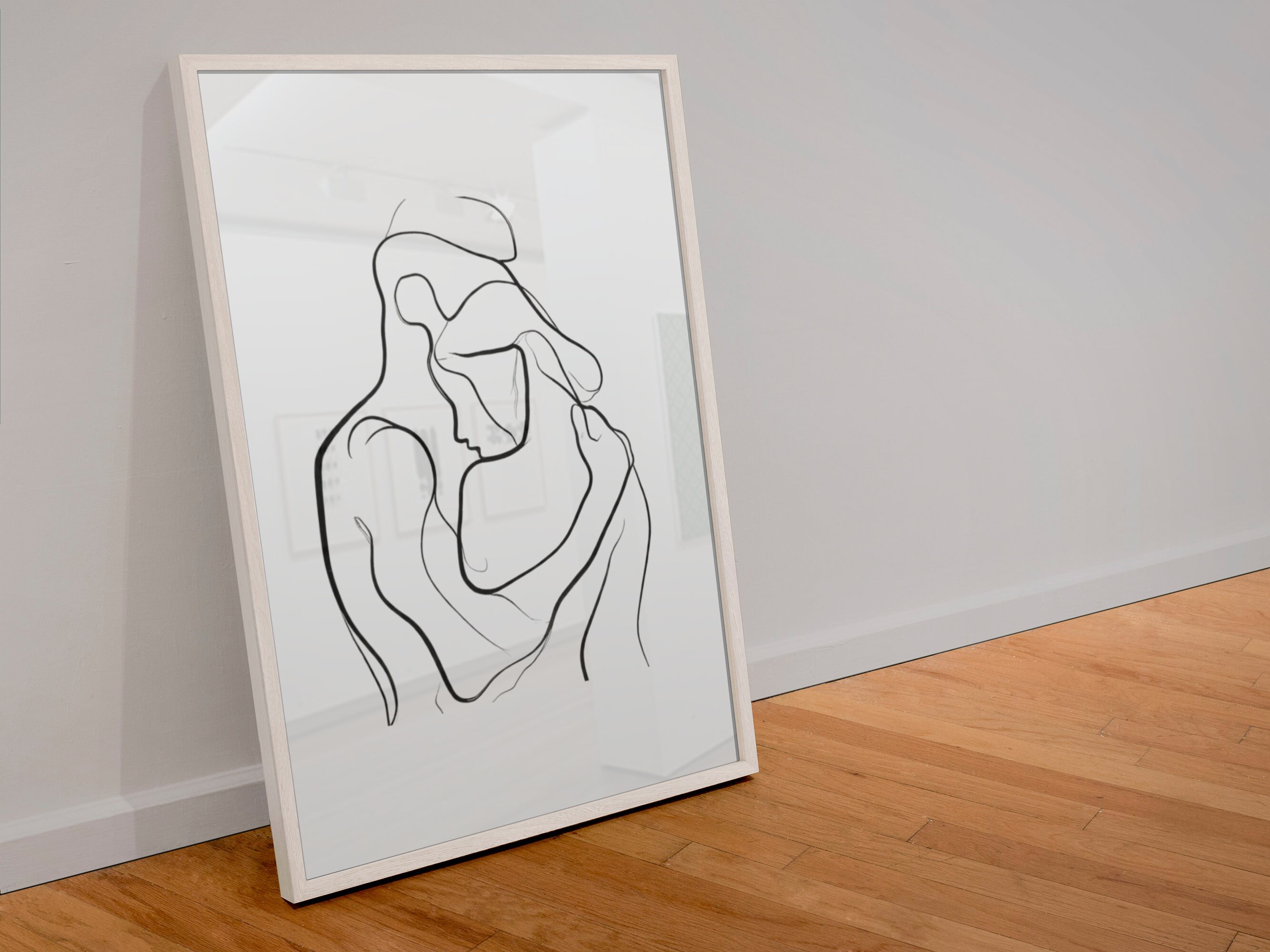 Couple Art Print, Abstract Couple Fine Line Art, Abstract Love Art ...