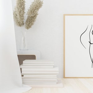Abstract Woman Fine Line Art, Female Silhouette Line Drawing, Woman ...
