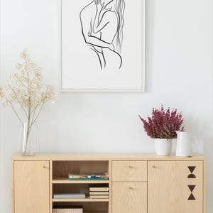 Printable Wall Art, Couple Fine Line Print, Romantic Love Art ...