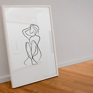 Woman Fine Line Art, Female Body Line Art, Woman Wall Art, Feminine ...
