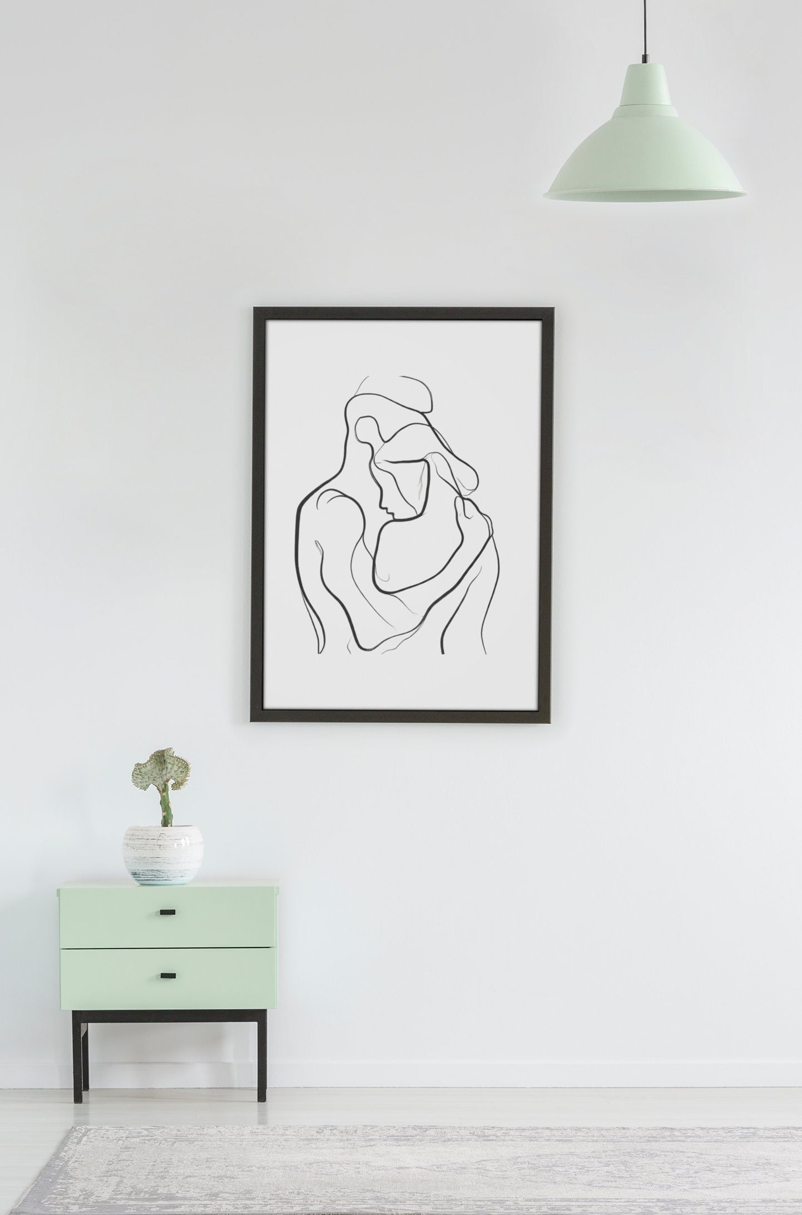 Couple Art Print, Abstract Couple Fine Line Art, Abstract Love Art ...