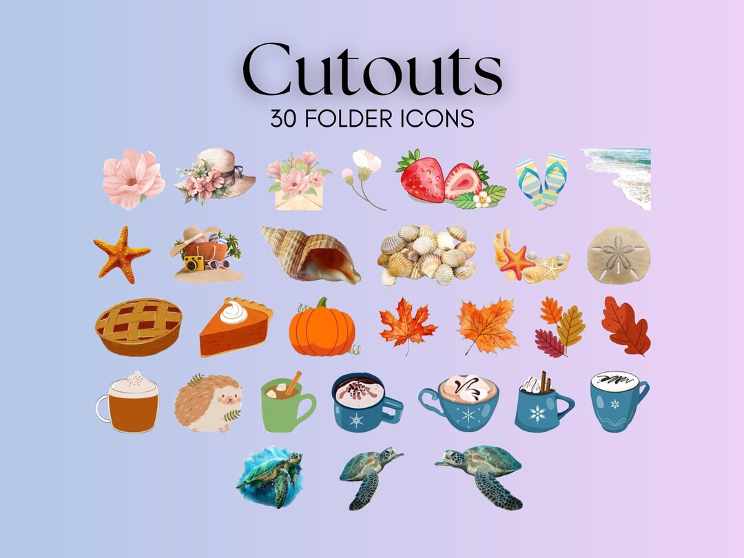 30 Cut Out Folder Icons Pack, PC Windows Mac Desktop Folder Icons - Etsy