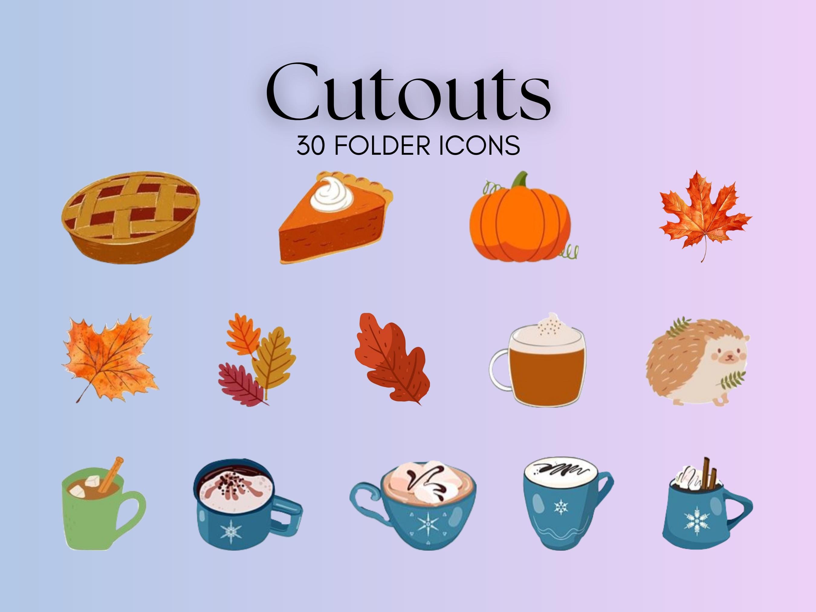 30 Cut Out Folder Icons Pack, PC Windows Mac Desktop Folder Icons - Etsy