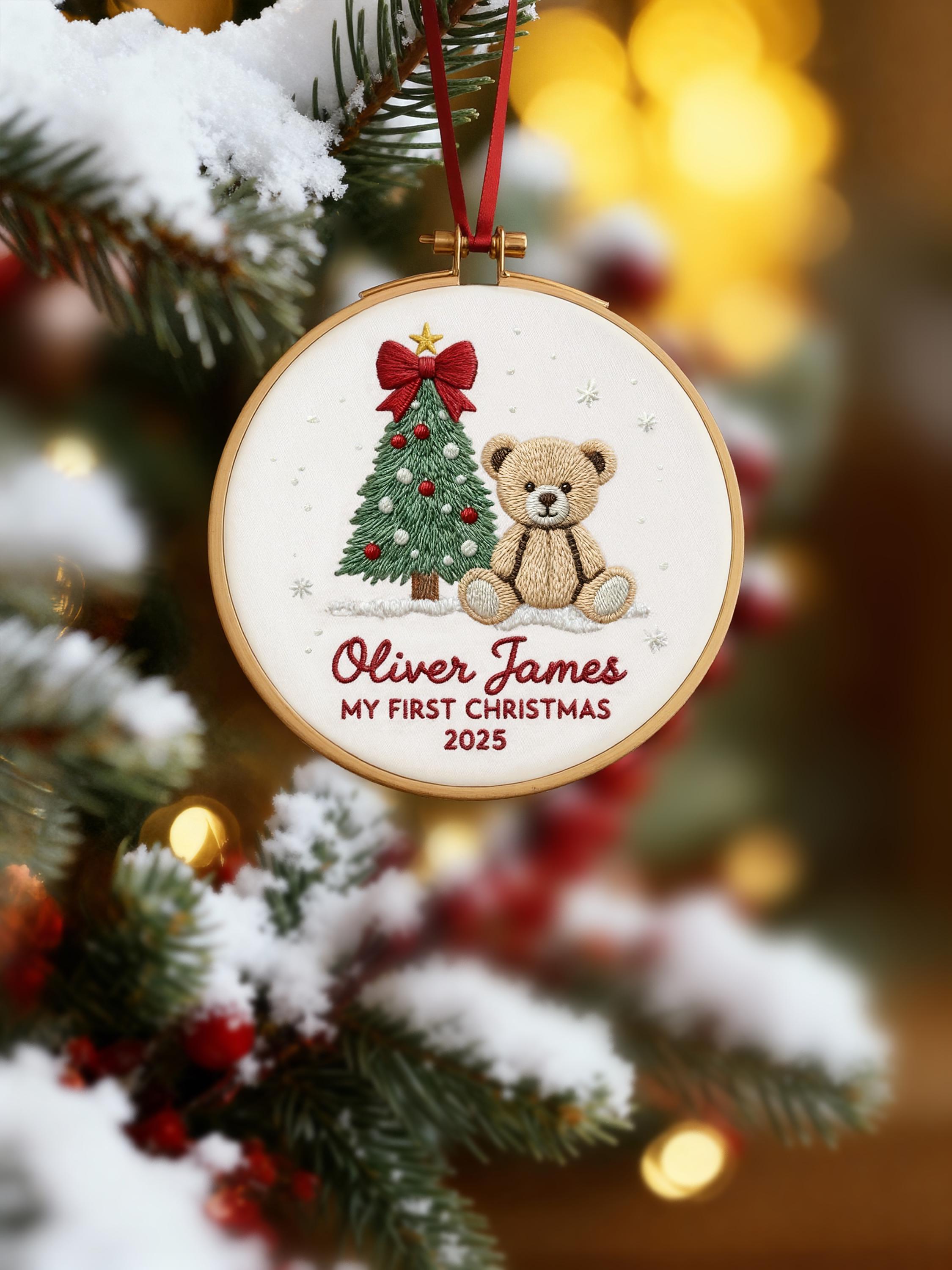 Custom Embroidered Baby Name Ornament, Personalized Babys First ...