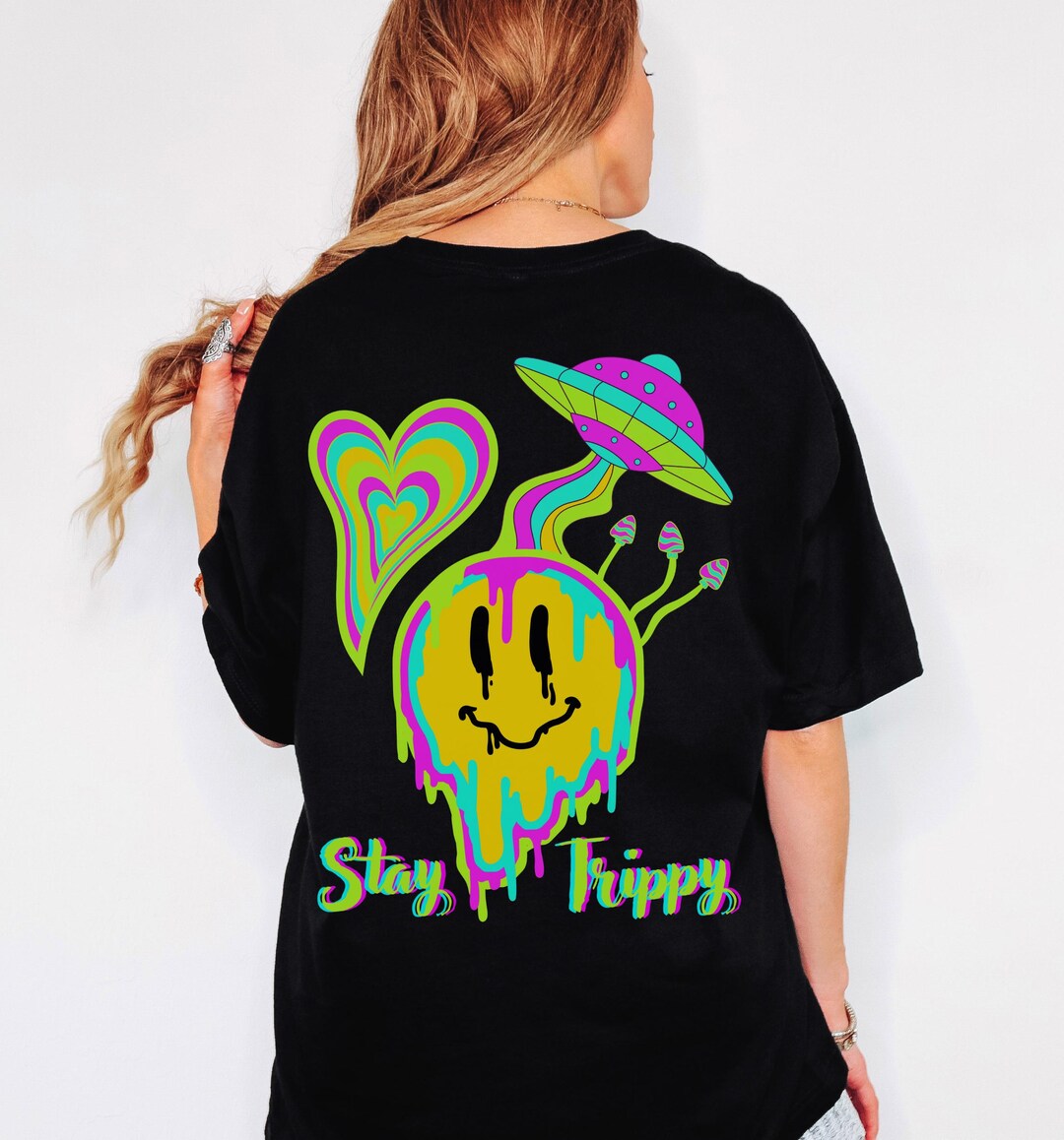 Psychedelic Shirt Oversized Rave Shirt Acid Smile Rave Tshirt Music ...