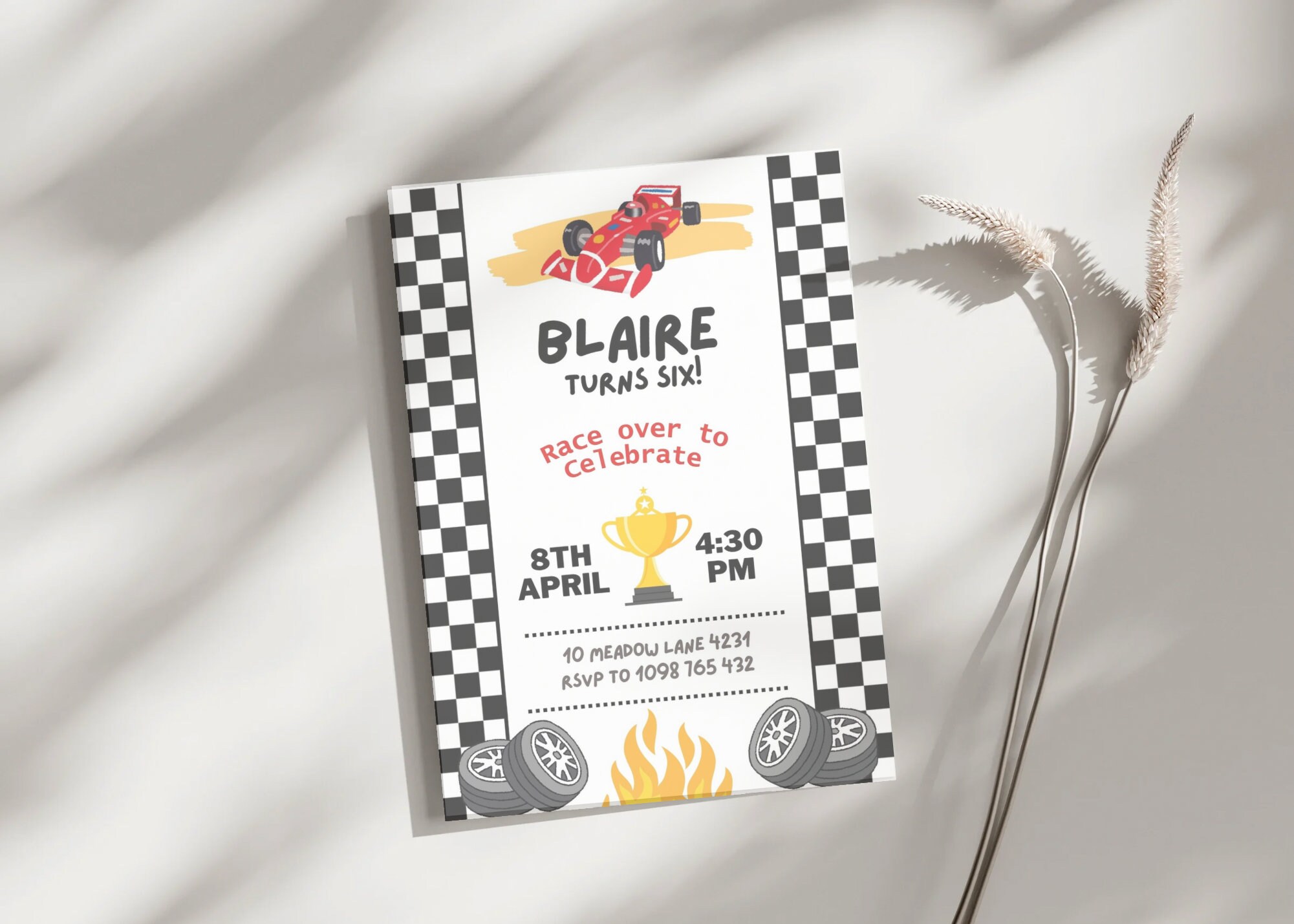 Race Car Birthday Invitation, Race Car Invitation, Race Car Party ...