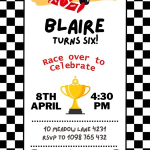 Race Car Birthday Invitation, Race Car Invitation, Race Car Party ...