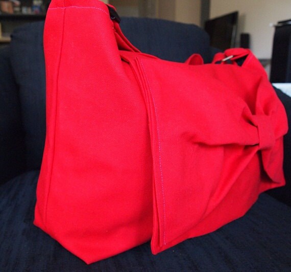 Red Messenger Bag Beautiful Crossbody Bag With Bow and Pockets - Etsy