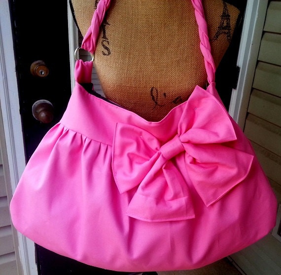 Handmade Hot Pink Bow Purse Hobo Bag Color Variations With - Etsy