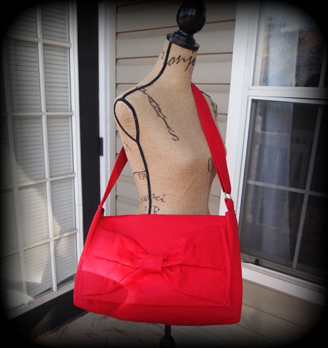 Red Messenger Bag Beautiful Crossbody Bag With Bow and Pockets - Etsy