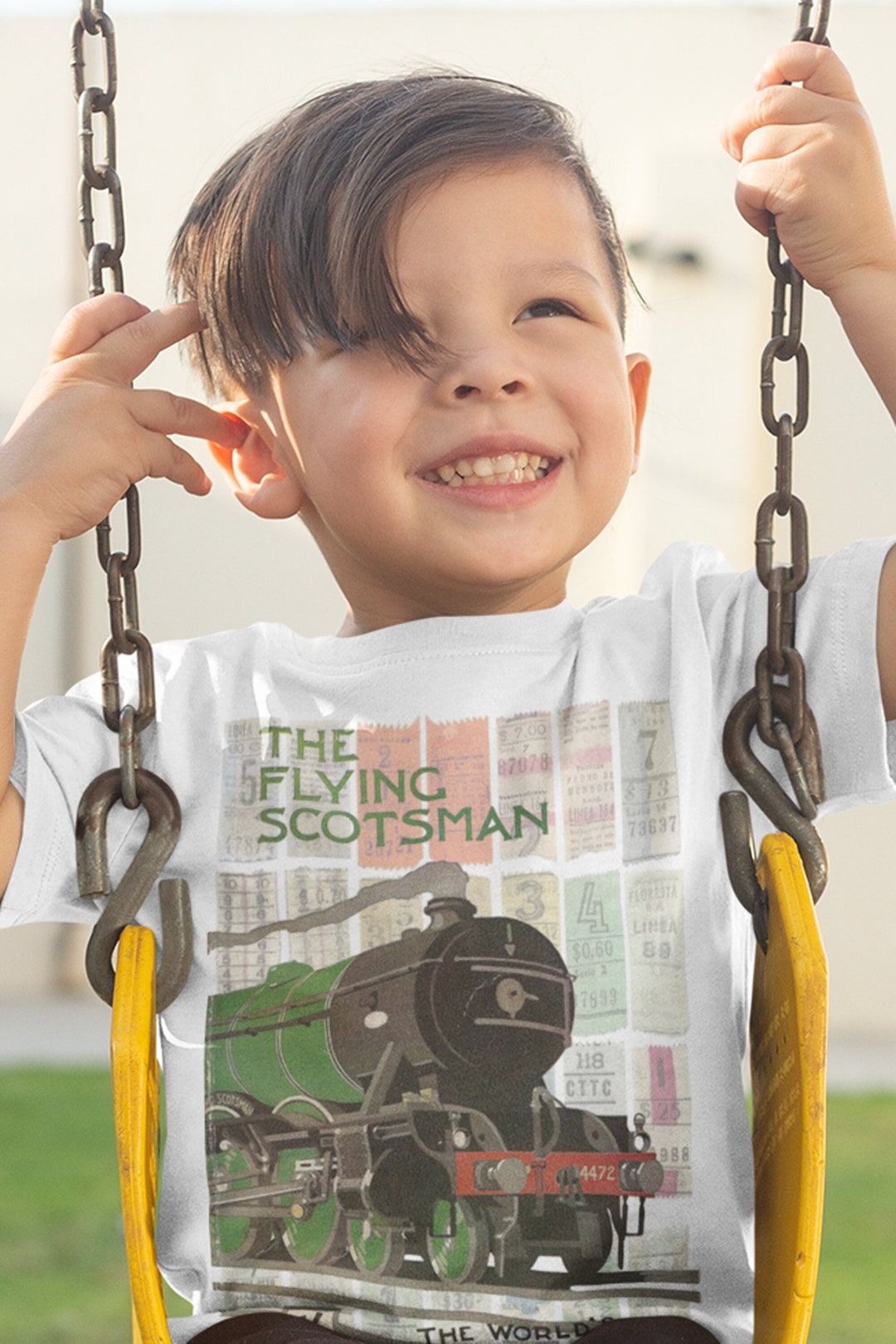 Organic Retro Shirt. Flying Scotsman Steam Engine Train Graphic. Short ...