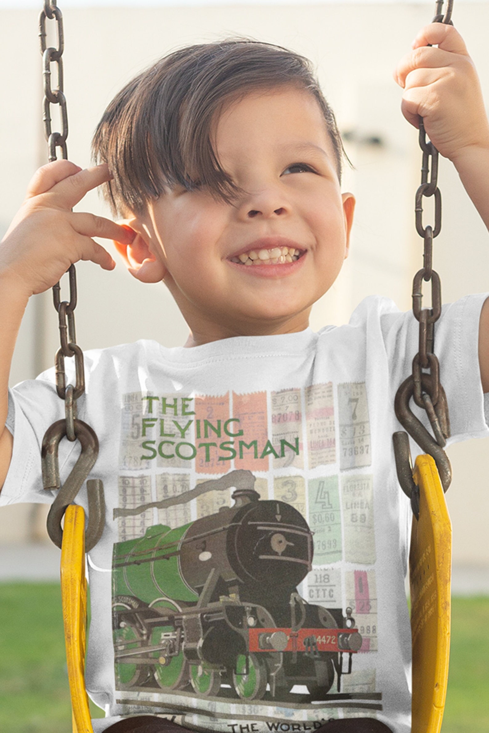 Organic Retro Shirt. Flying Scotsman Steam Engine Train Graphic. Short ...