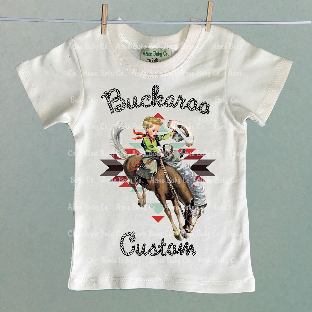 Custom Retro Cowboy Shirt With Rope Lettering. Boys Birthday Cowboy ...