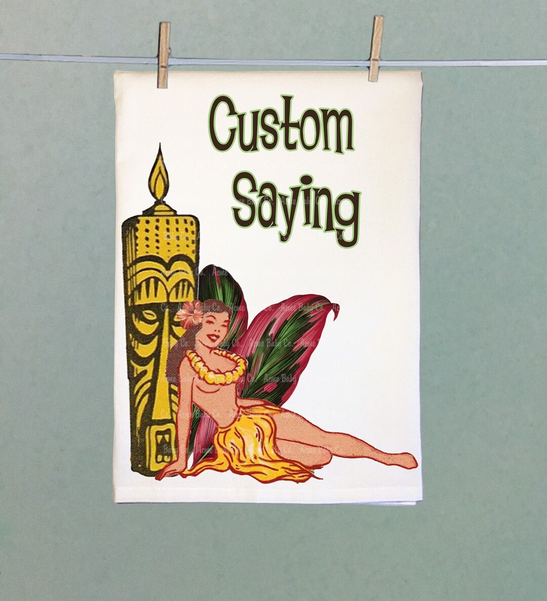 Bartender Custom Tiki Bar Towel. Retro Kitchen. Vintage Style Bar Decor ...