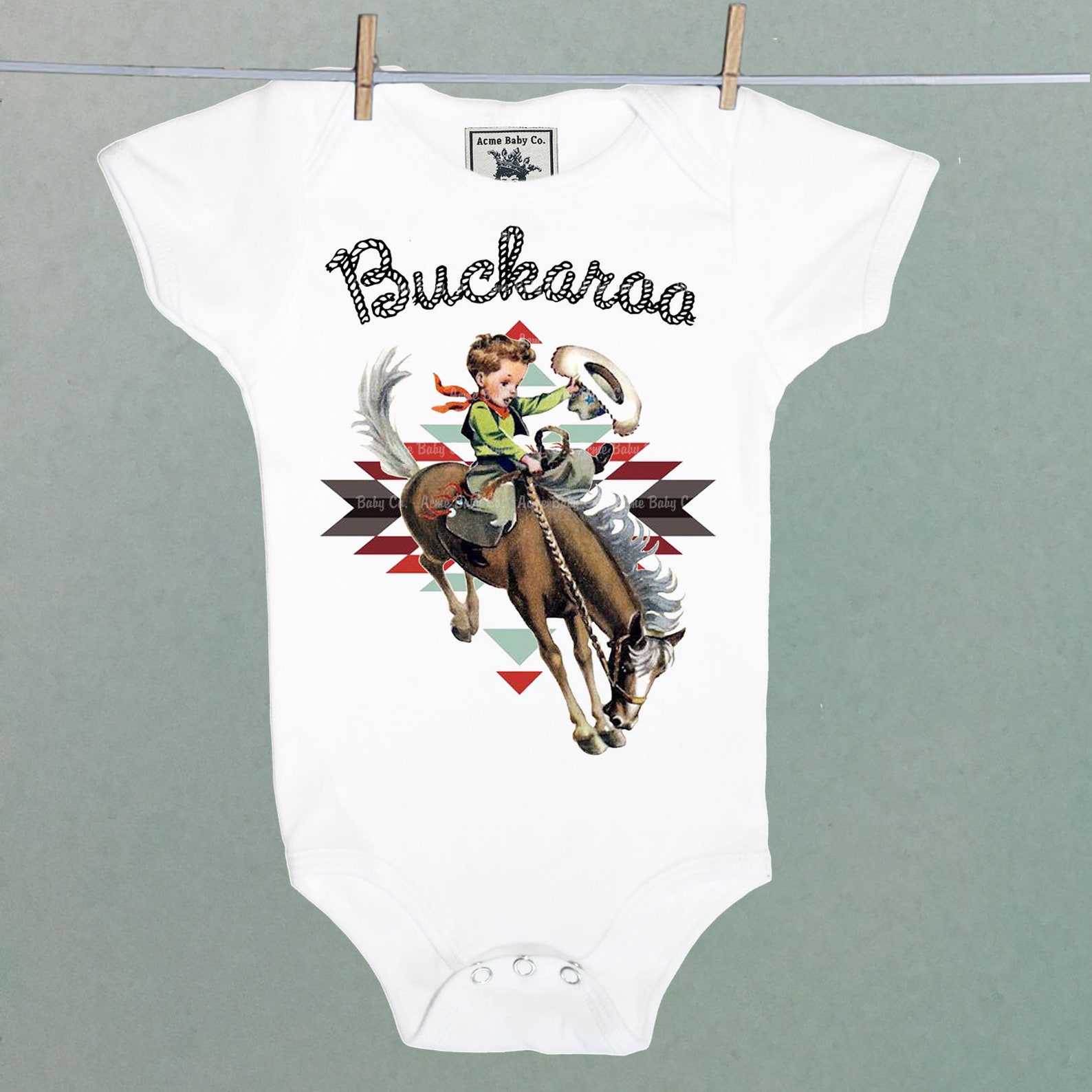 Retro Western One Piece Bodysuit With Buckaroo Cowboy on - Etsy