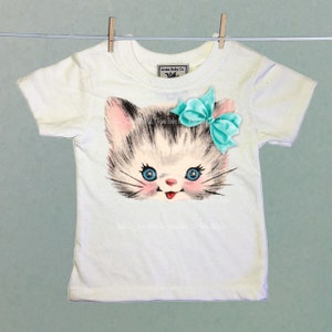 Retro Kitty With Bow Shirt. Kitten With Ribbon. Unisex Organic Tee ...