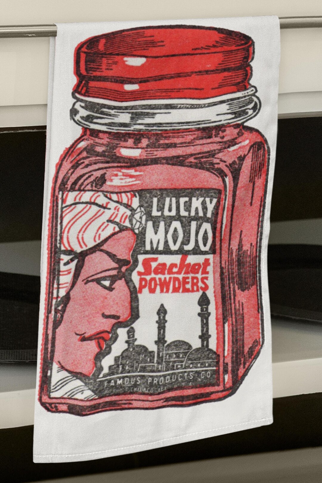 Retro Kitchen Towel. Vintage Lucky Mojo Powder Organic Kitchen Tea ...