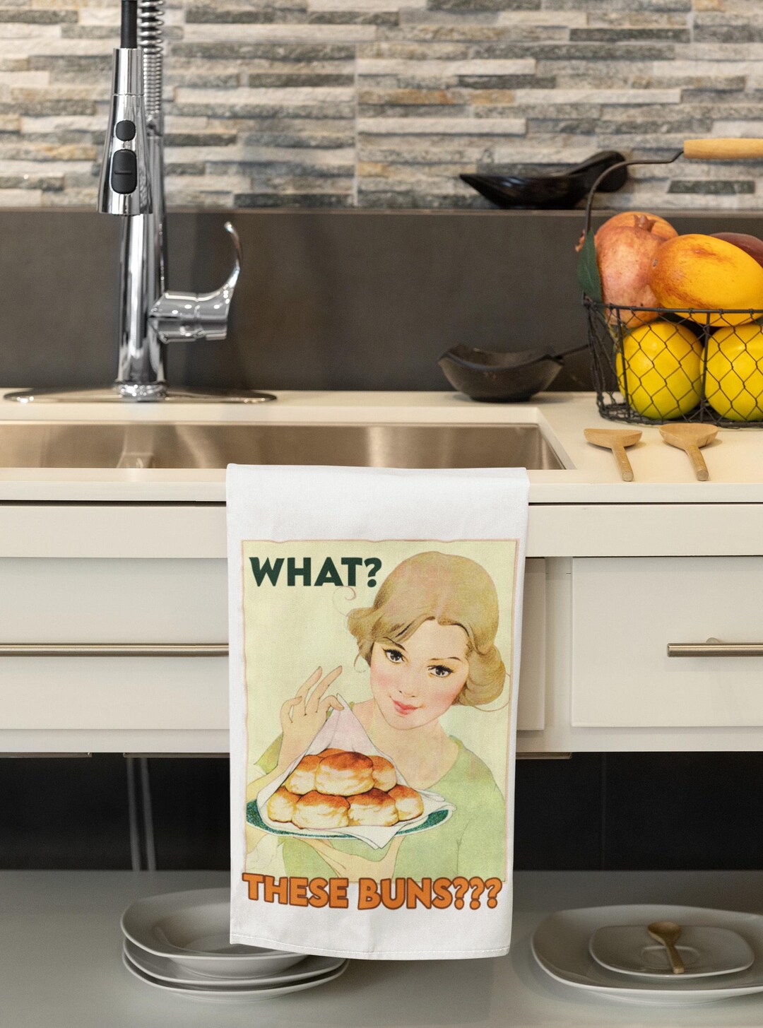 Organic Cotton Kitchen Towel. What? These Buns??? Funny Kitchen Tea ...