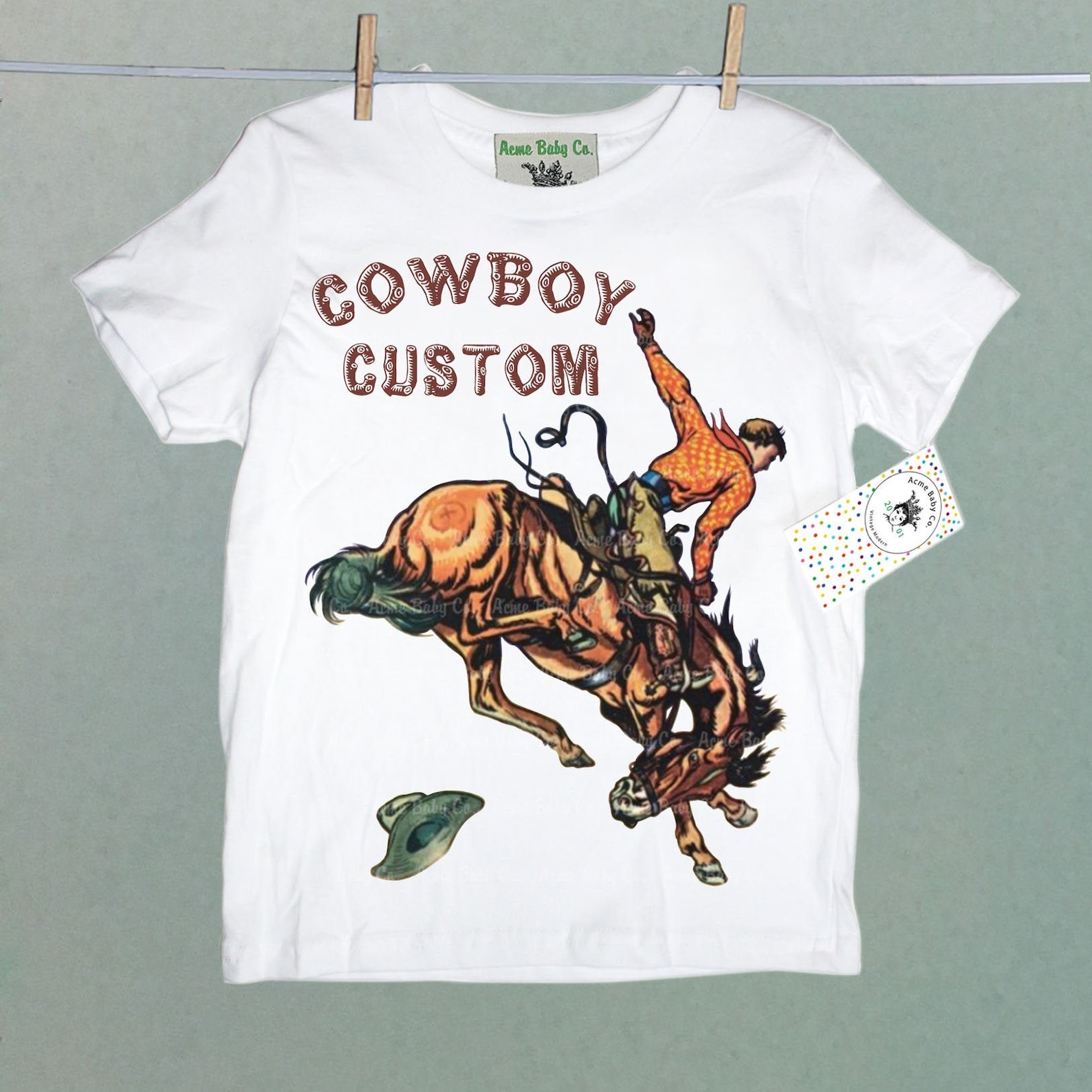 Custom Retro Bucking Bronco Buckaroo Cowboy Shirt With Wood Lettering ...