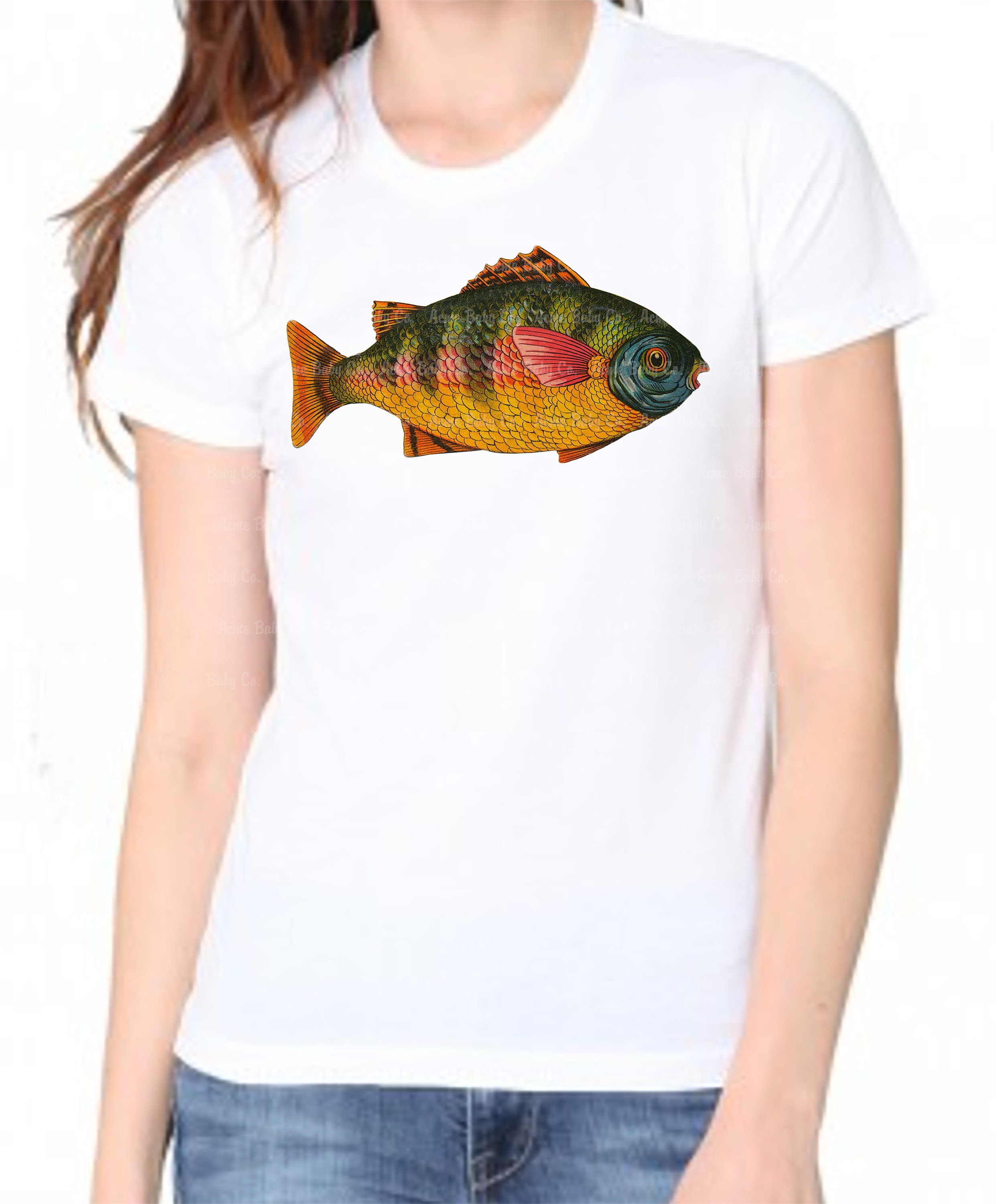 Retro Colorful Fish Shirt. Rainbow Colored Graphic T-shirt. Birthday ...