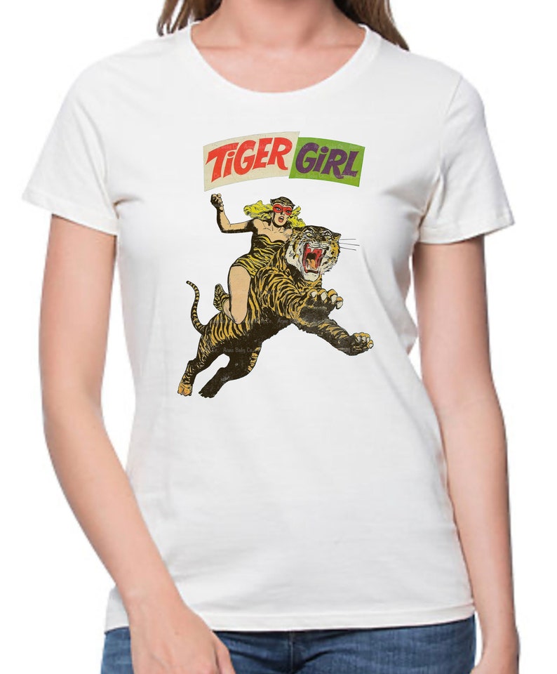 Tiger Girl Retro Gift for Her or Him. Women's or Unisex Organic Shirt ...