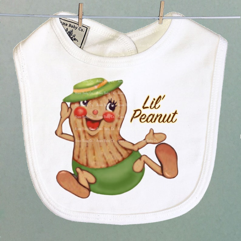 Lil' Peanut Retro Organic Bib. Cute Baby Accessory That | Etsy