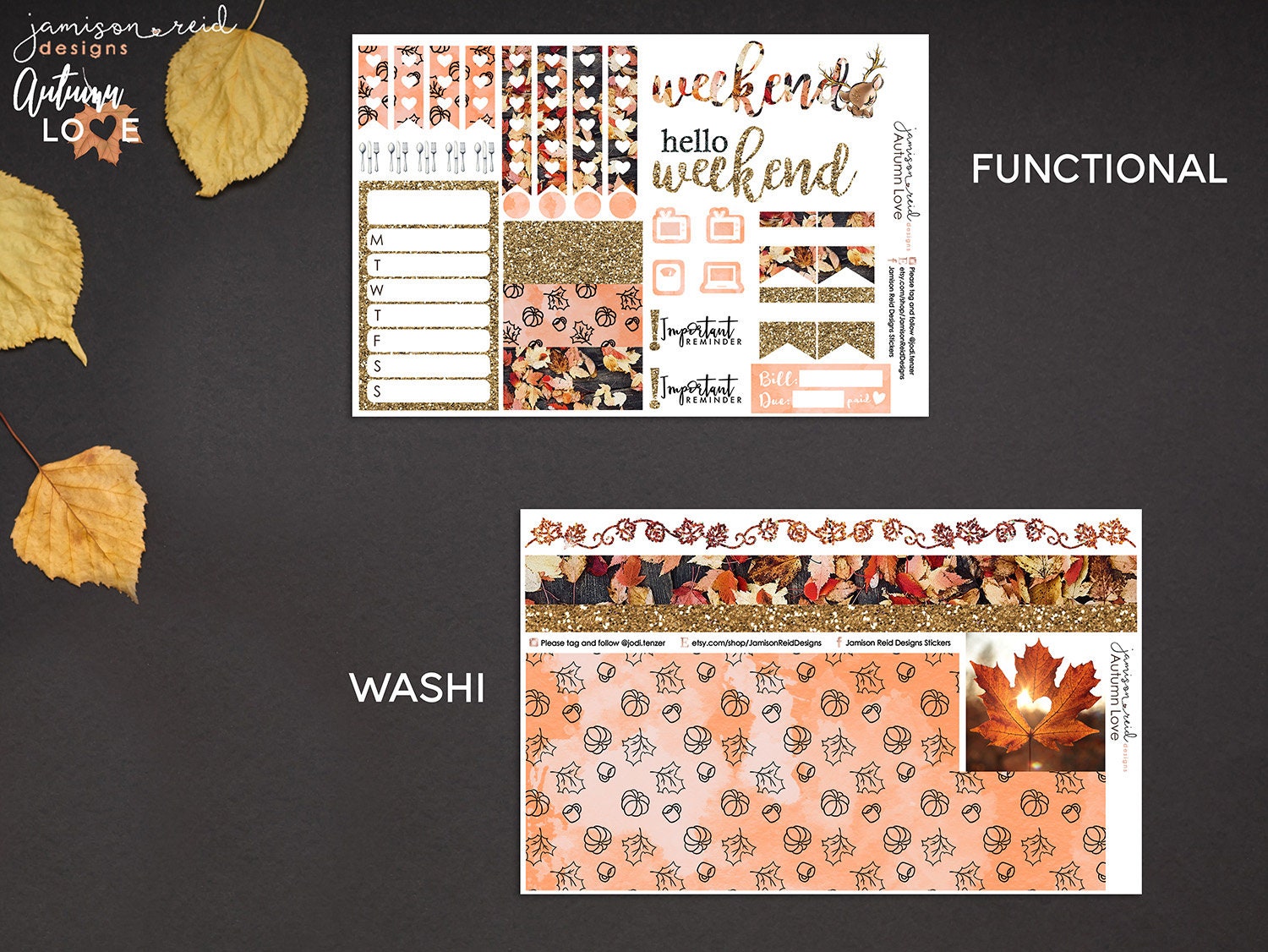 Planner Stickers AUTUMN LOVE Kit Fashion Girl Sticker Fall | Etsy