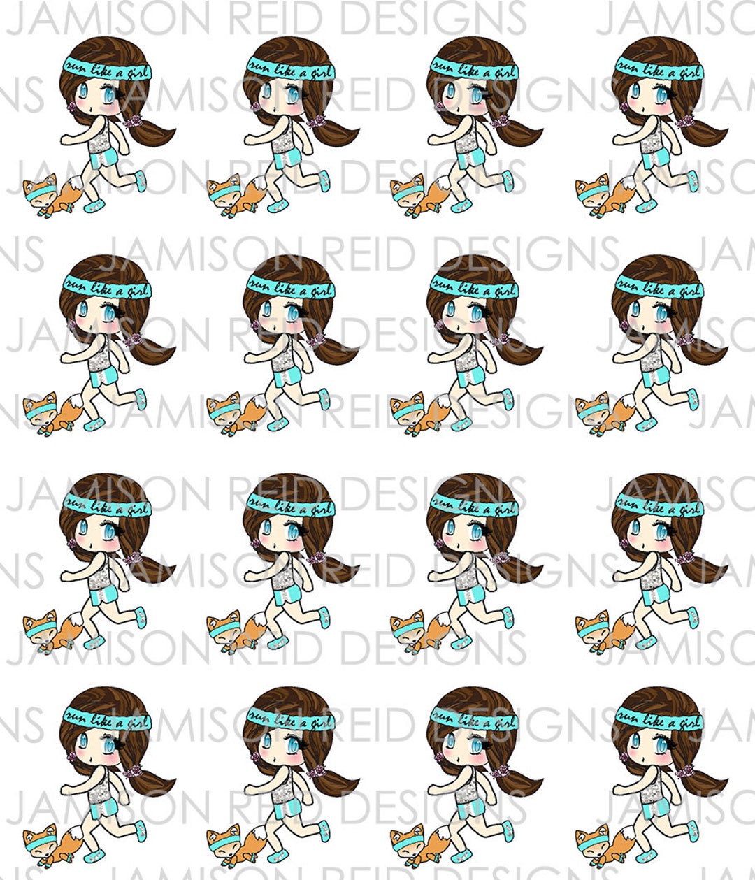 Run Like A Girl Chibis - Choice of Skintone/hair Color - Please Read ...