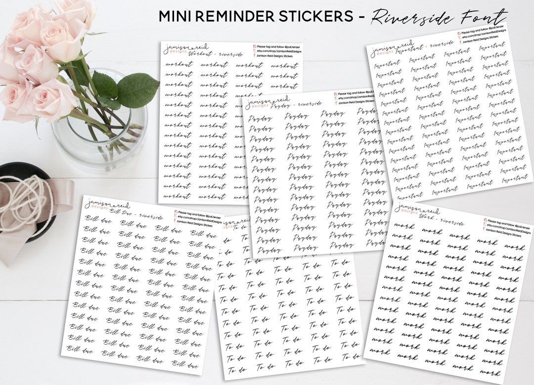 RIVERSIDE Clear or Matte Word Planner Stickers , Transparent Functional ...